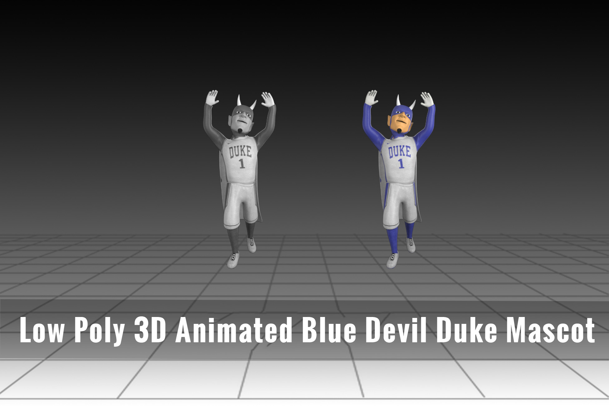 Low Poly 3D Animated Blue Devil Duke Mascot | 3D Characters | Unity Asset Store