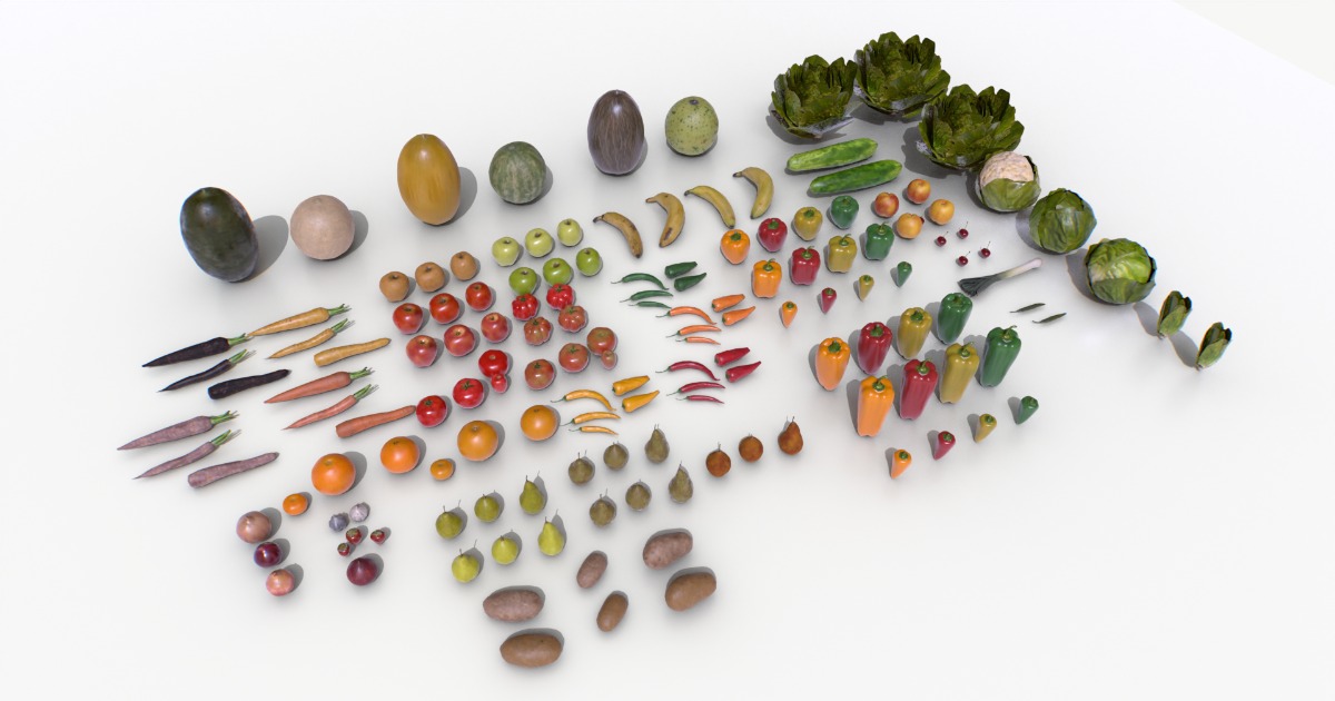 Set of Fruits and Vegetables | 3D Food | Unity Asset Store