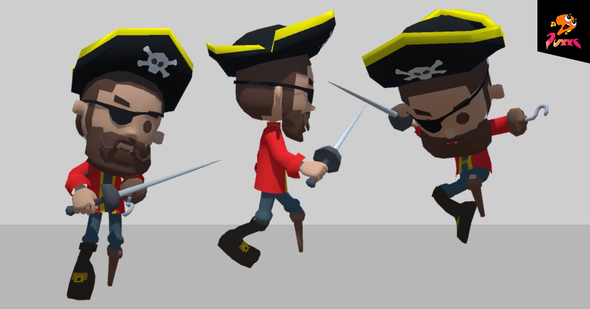 3D Character #030 - Pirate Hook - Animated - Low Poly - FBX | 3D ...