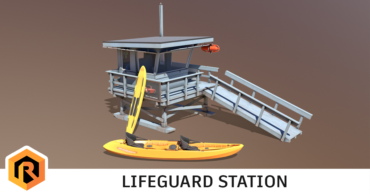 Lifeguard Station With Accessories | 3D Props | Unity Asset Store