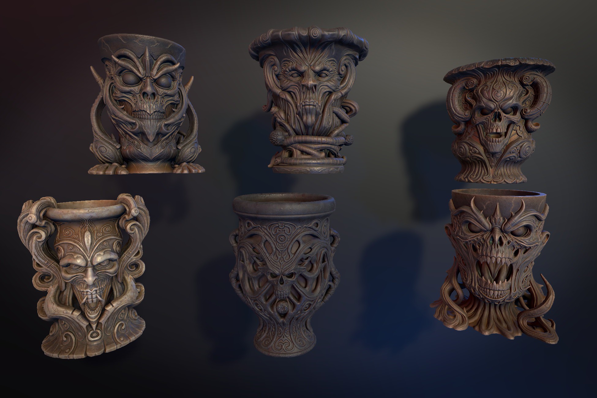6 Dark Fantasy Goblets / Chalice | 3D Props | Unity Asset Store