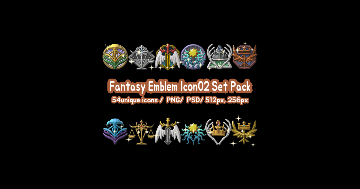 Fantasy Emblem Icon02 Set Pack | 2D Icons | Unity Asset Store