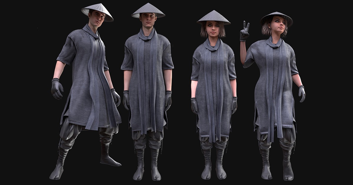 Collection 24 - Man/Woman in Warrior Outfit 1 - Rigged | 3D Characters ...