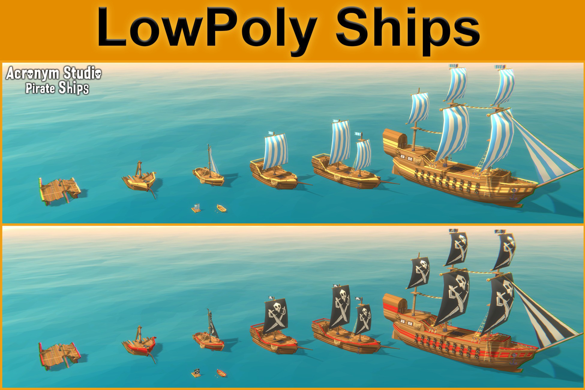 Pirate Ships - Low Poly | 3D Sea | Unity Asset Store