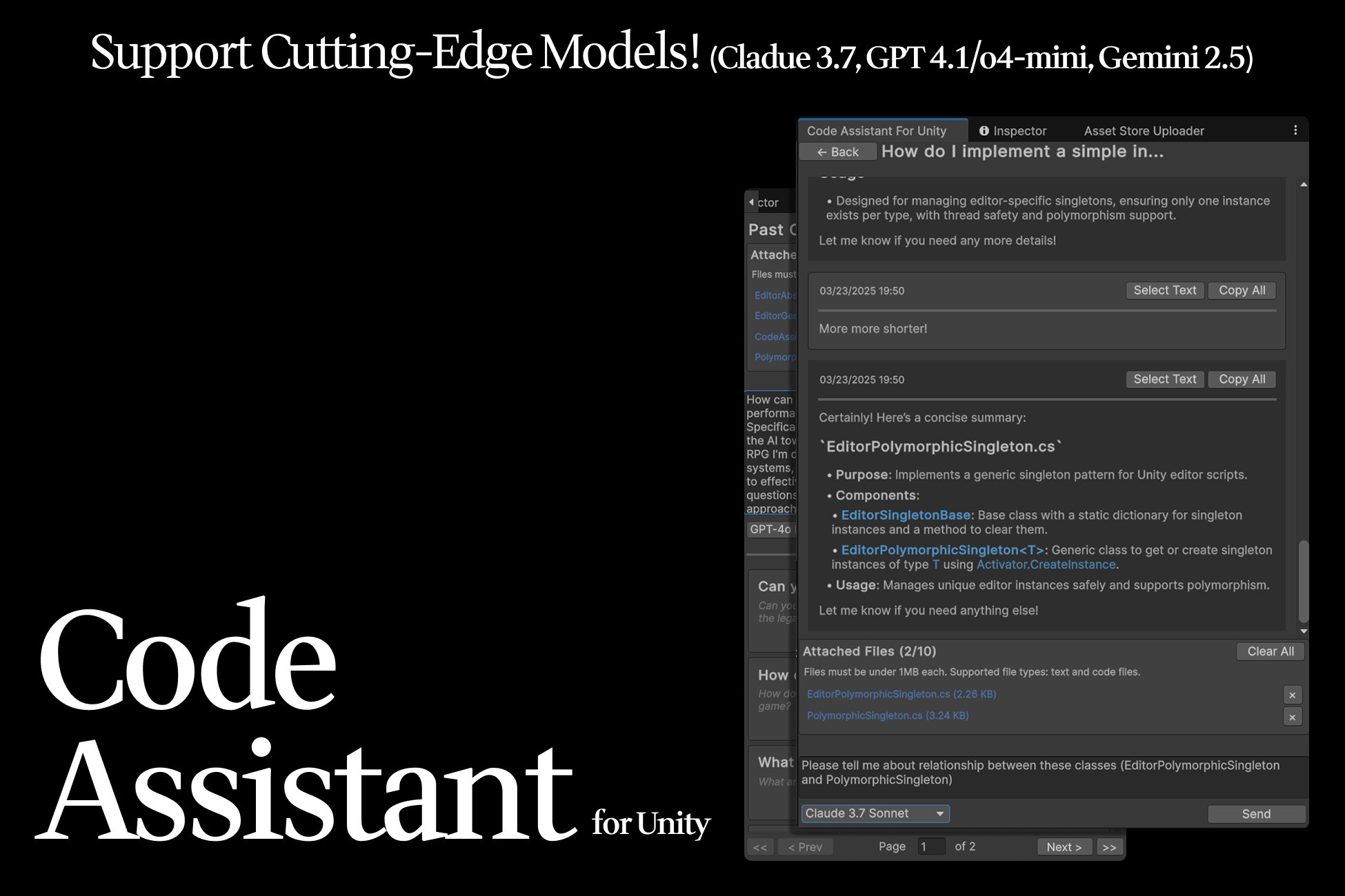 Code Assistant for Unity - Chat with your custom AI | Generative AI | Unity Asset Store
