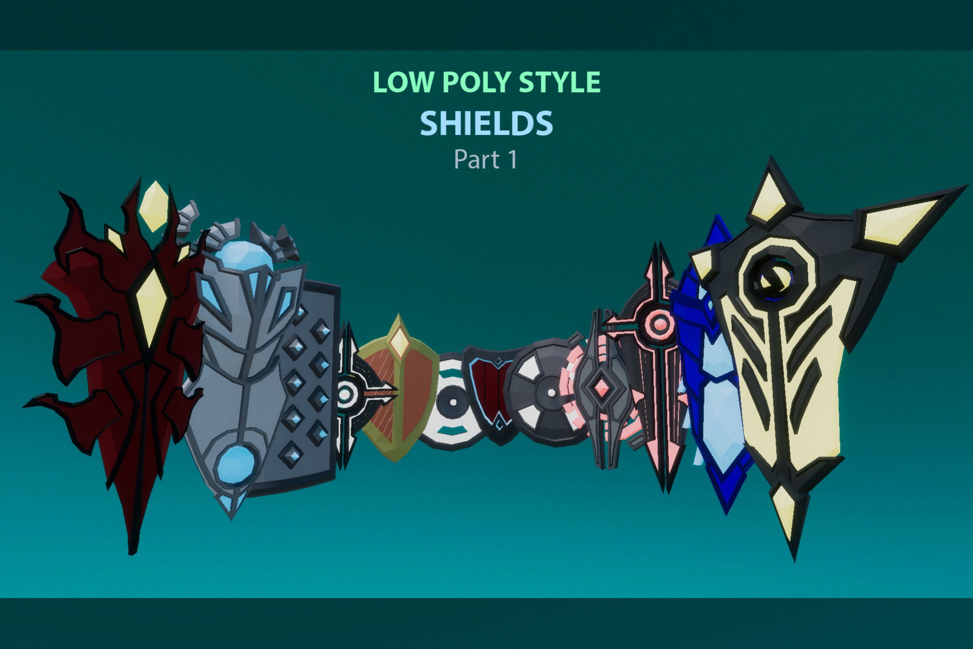 Low Poly Style Shields Part 1 | 3D Props | Unity Asset Store