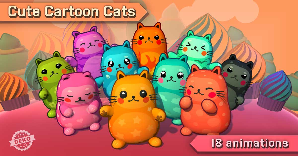 Cute Cartoon Cats | 3D Animals | Unity Asset Store