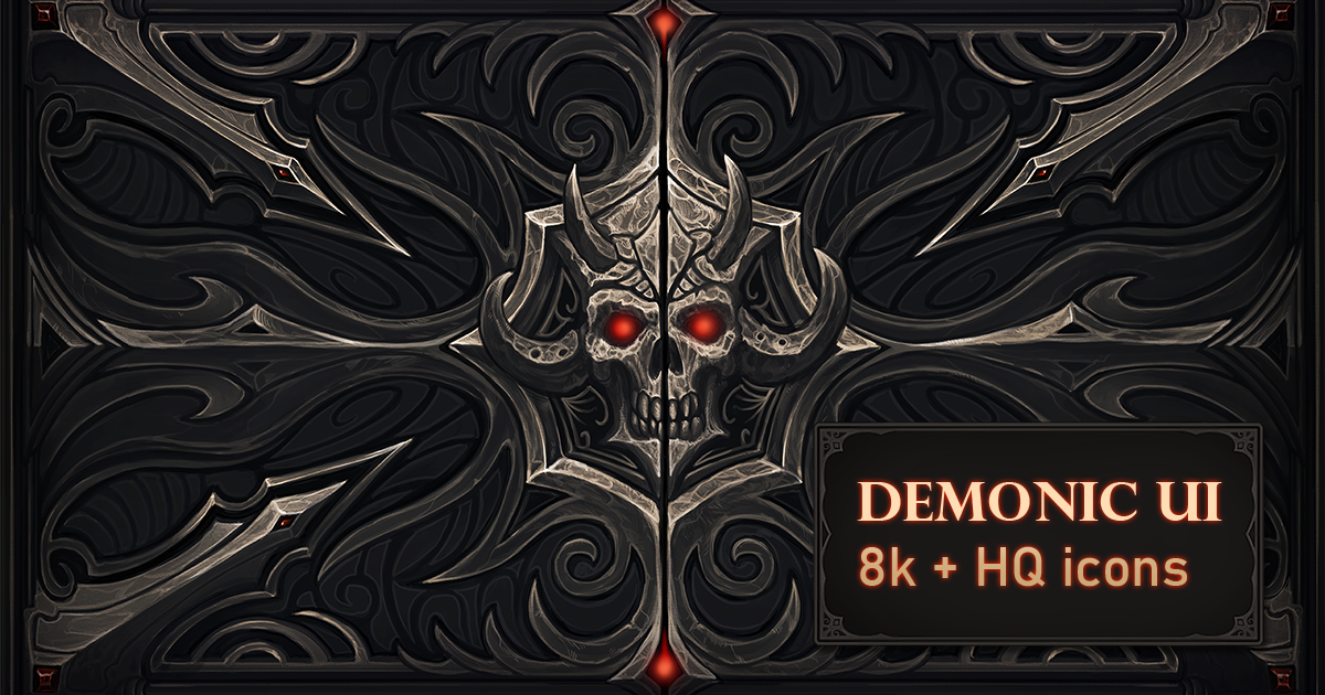 Demonic UI 8k + Icons | 2D GUI | Unity Asset Store