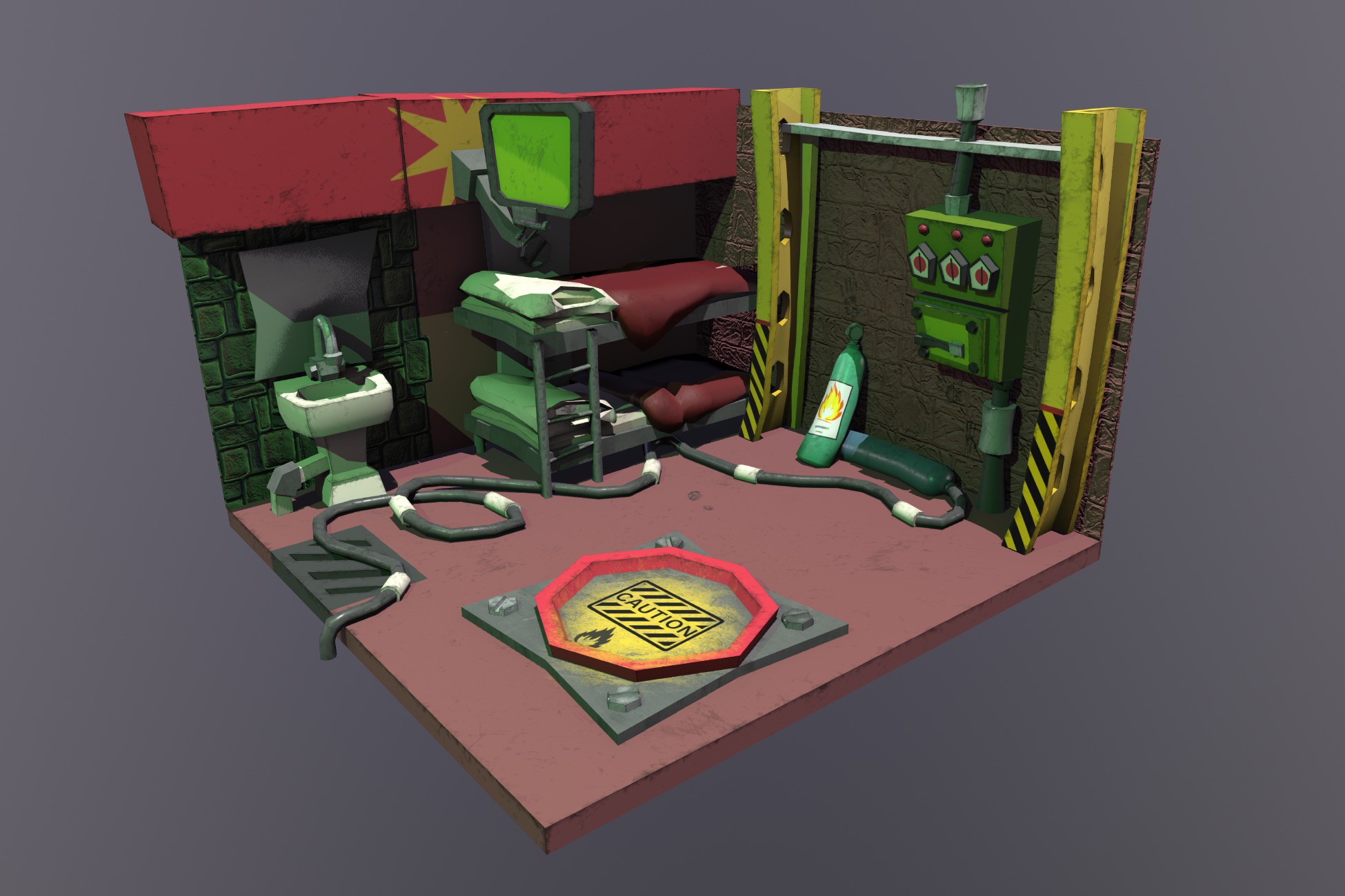 low poly post-apocalyptic room | 3D Interior | Unity Asset Store