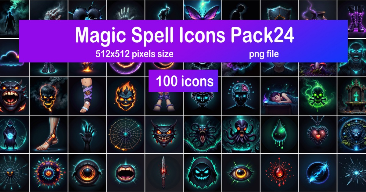 Magic Spell Icons Pack24 - Debuff | 2D Icons | Unity Asset Store