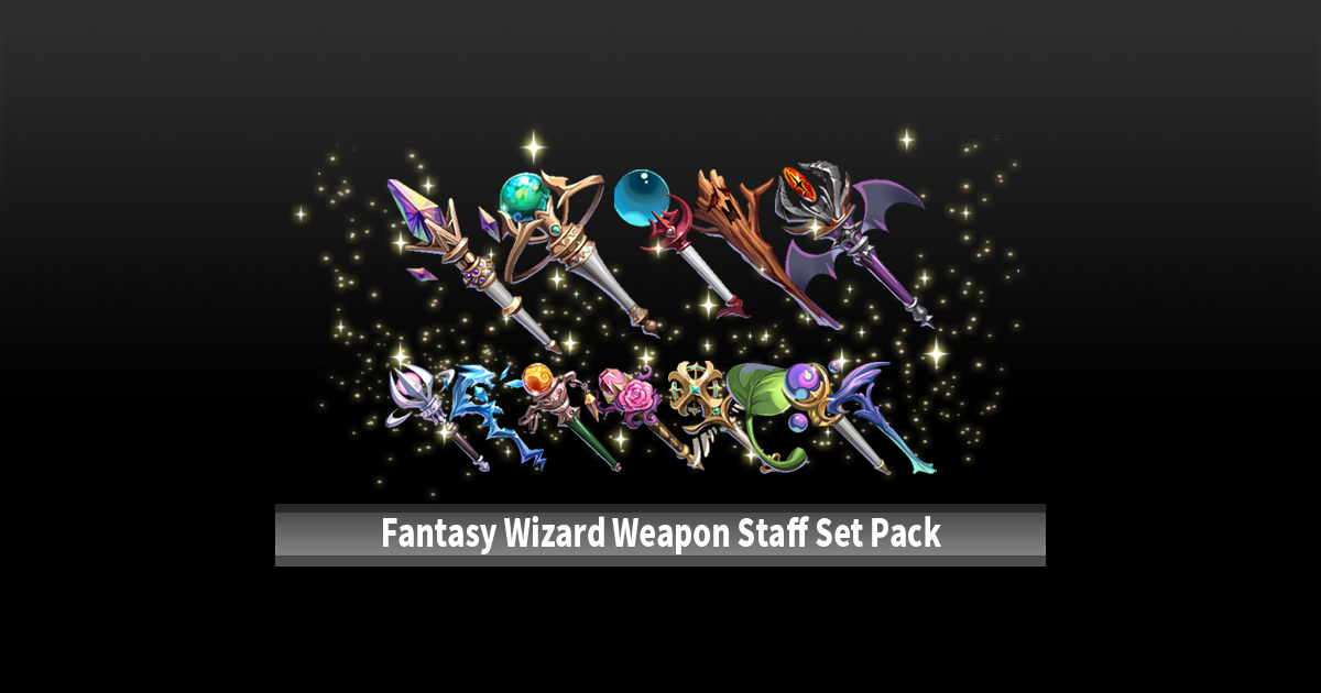 Fantasy Wizard Weapon Staff Set Pack | 2D Icons | Unity Asset Store