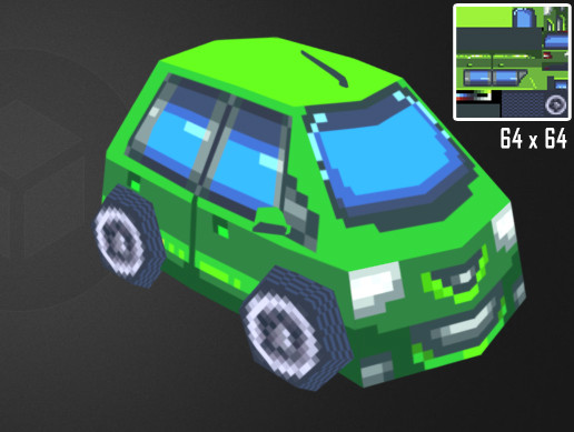 Low-poly pixel art Green Car | 3D Vehicles | Unity Asset Store