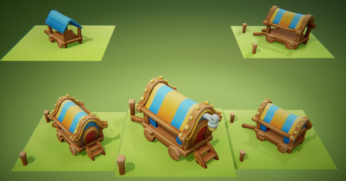 Wagon Building Level Up - 5 Levels | 3D Props | Unity Asset Store