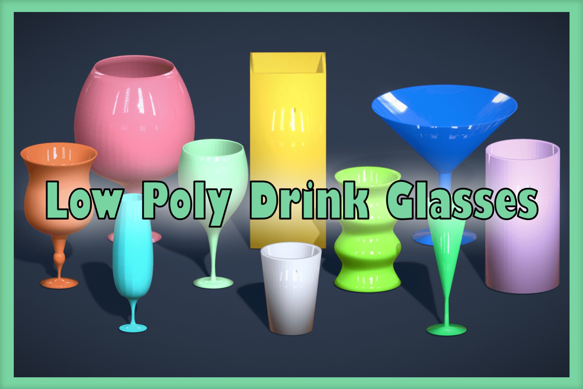 10 Drink Glasses Pack - 3D Low Poly Models | 3D Props | Unity Asset Store