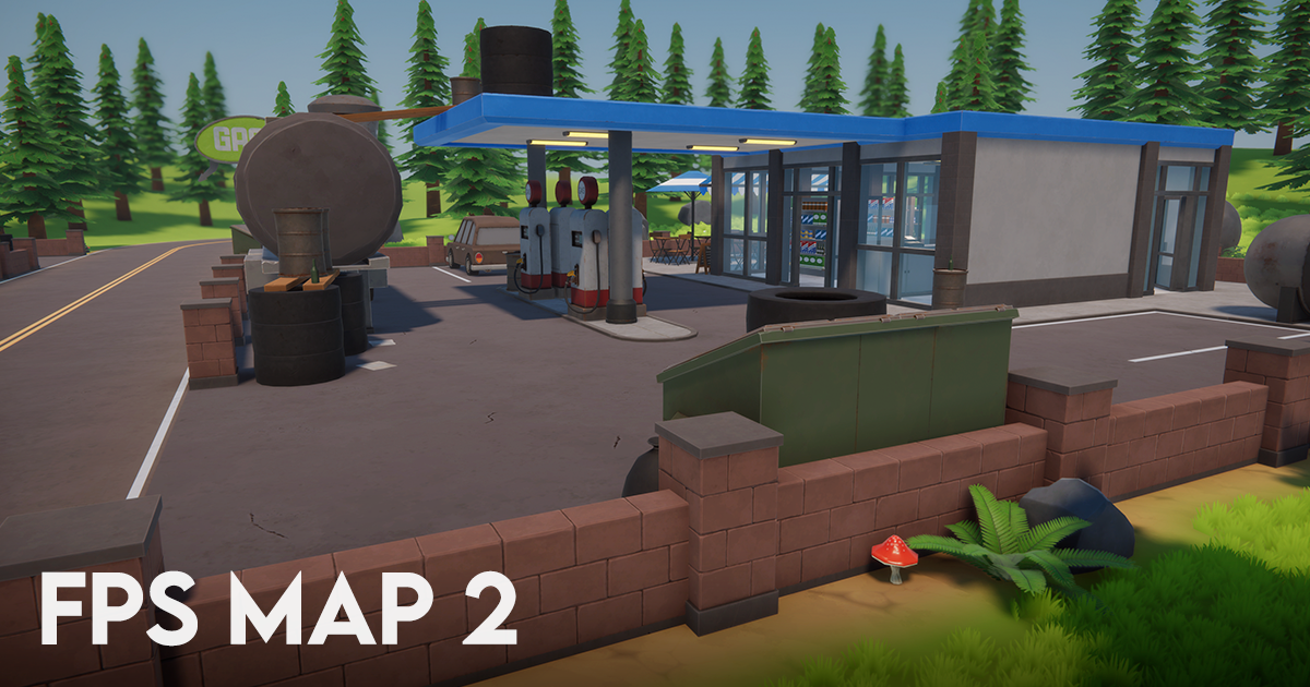 Stylized Low Poly FPS Map 2 - Gas Station | 3D Urban | Unity Asset Store