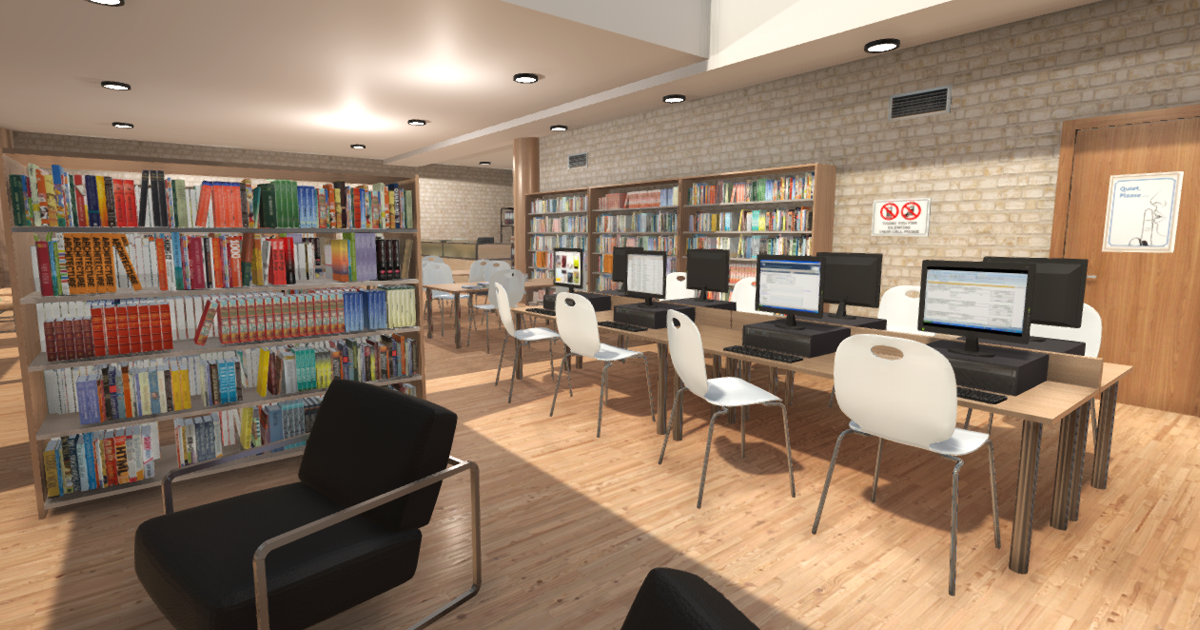 Modern Library | 3D Interior | Unity Asset Store