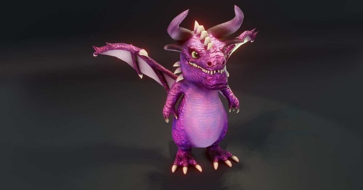 Cartoon Amethyst Dragon Animated Low-poly 3D Model | 3D Creatures ...