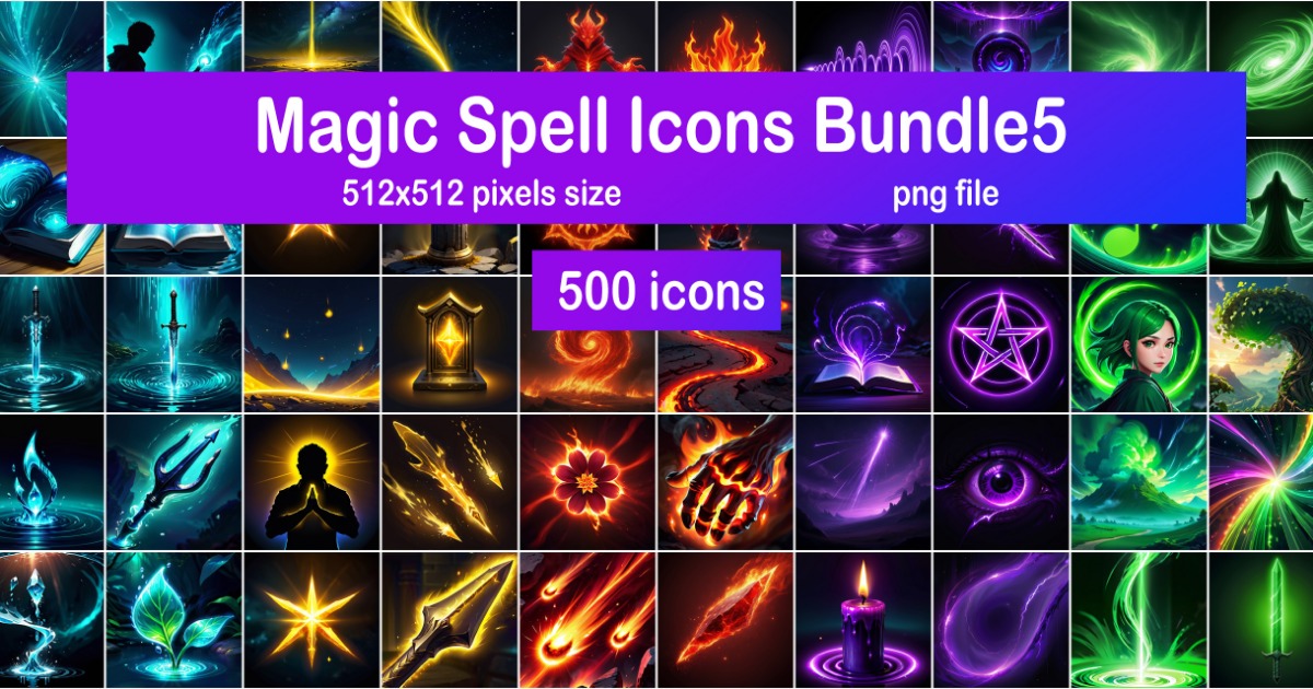 Magic Spell Icons Bundle5 | 2D Icons | Unity Asset Store