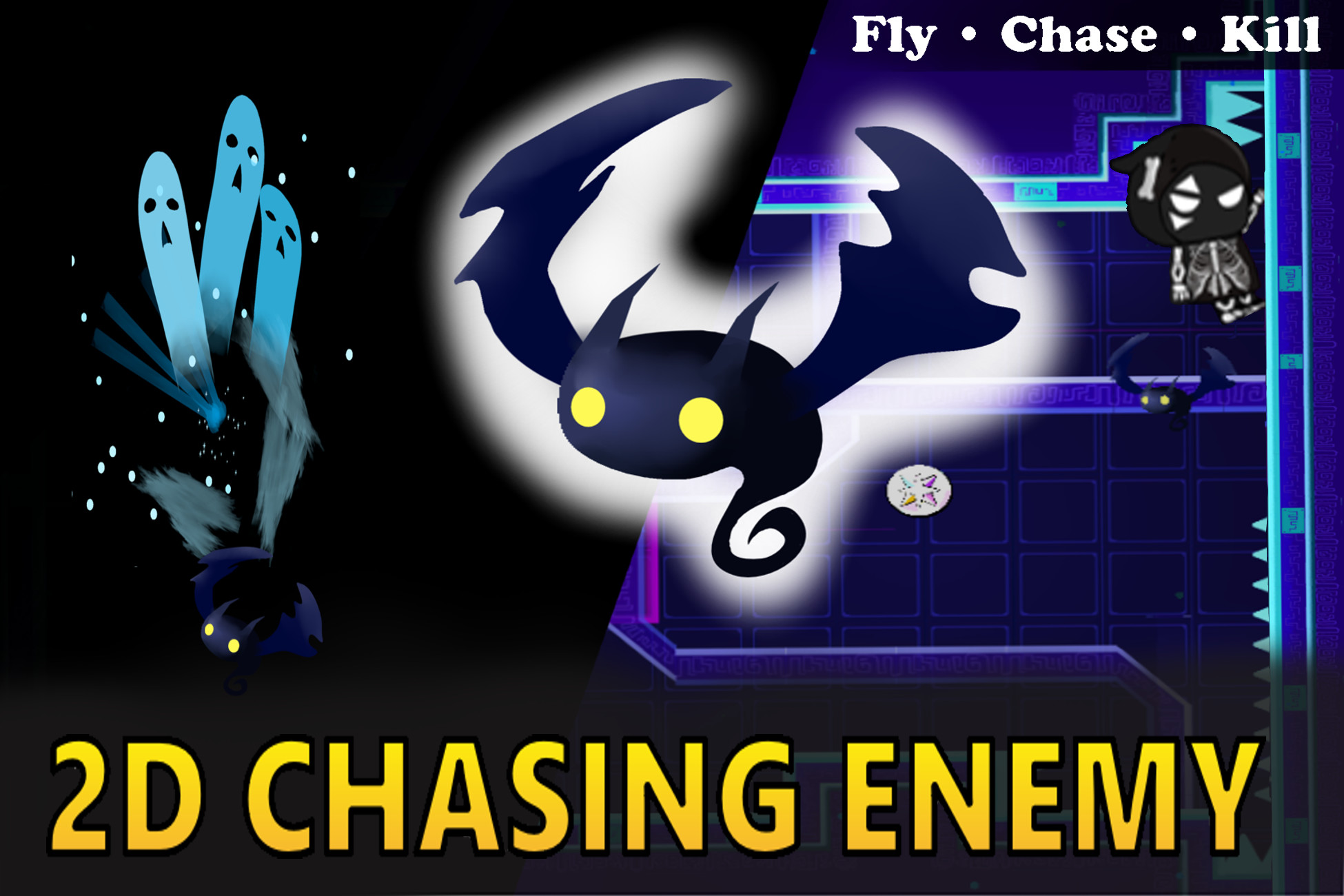 2D Chasing Enemy AI – Platformer Follower with Smooth Animation & VFX by Aether2D
