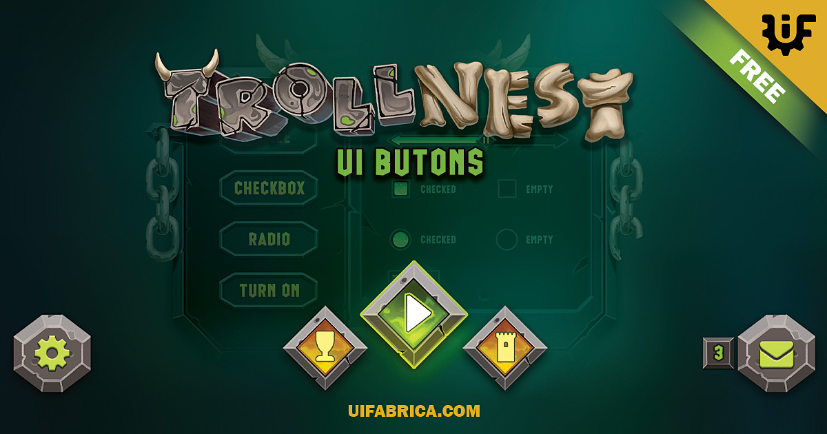 TrollNest Free UI Buttons | 2D Icons | Unity Asset Store