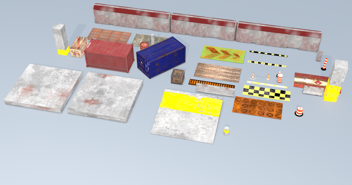 Construction & Parking Exterior Props | Low Poly | PBR | 3D Exterior ...