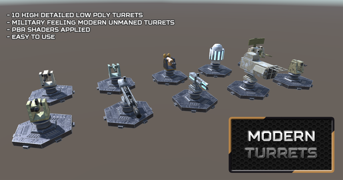 Modern Unmanned Turrets | 3D 지상 | Unity Asset Store