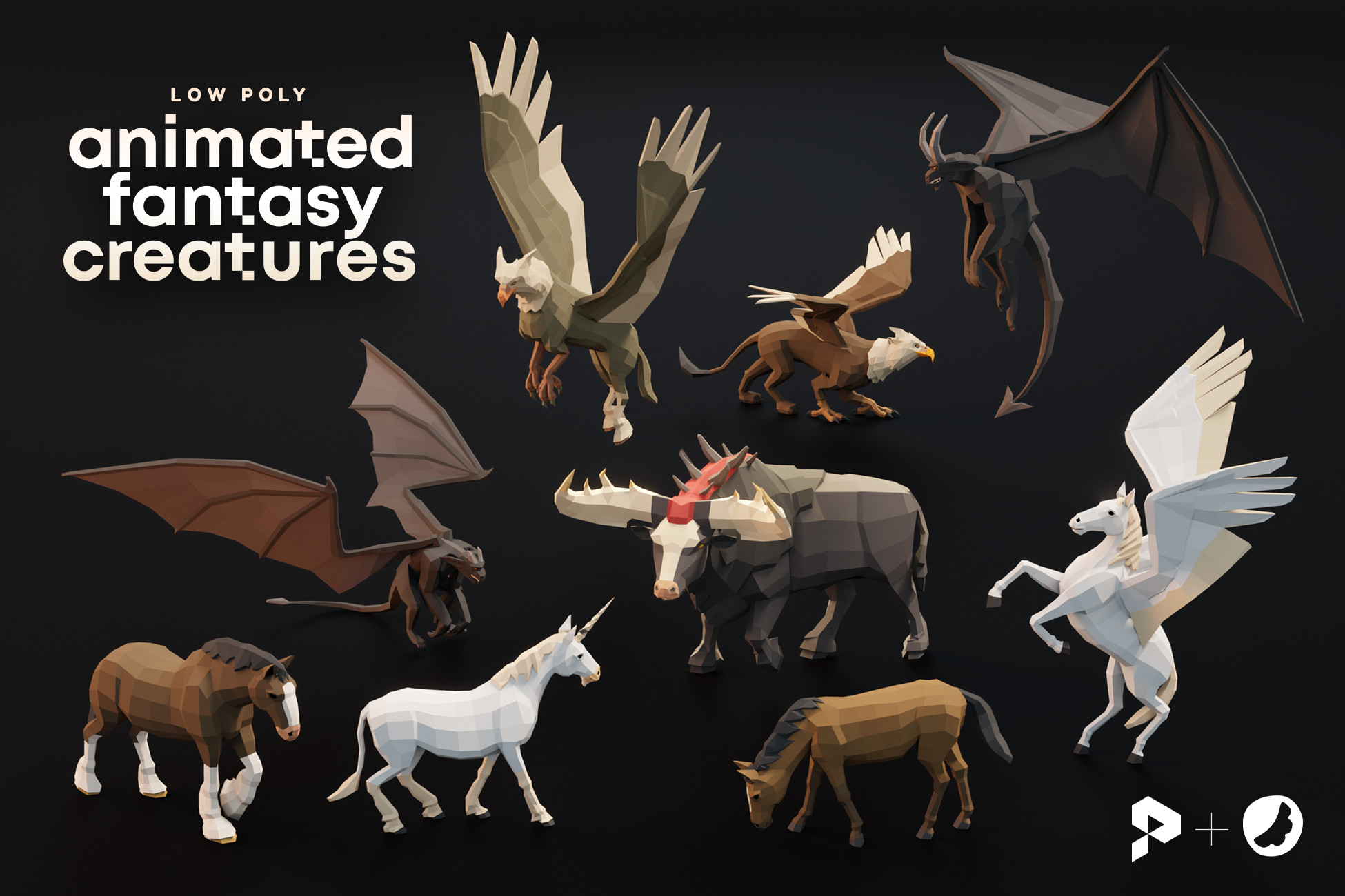 Low Poly Animated Fantasy Creatures | 3D 애니메이션 | Unity Asset Store