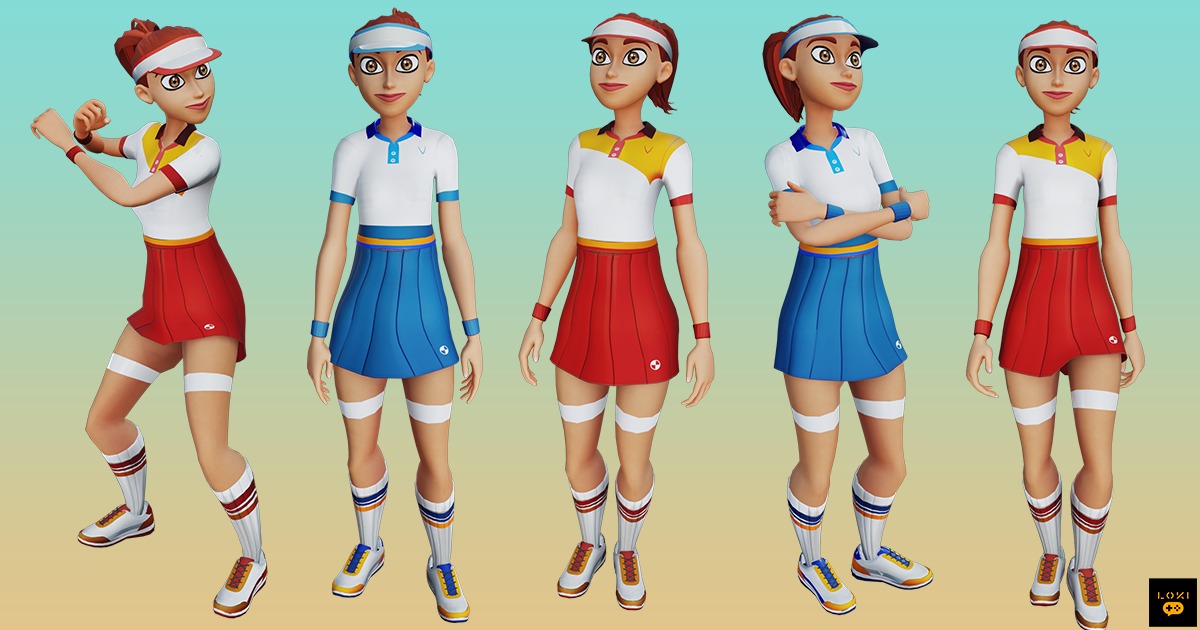 3D Stylized Female Tennis Player Character Pack | 3D Characters | Unity ...