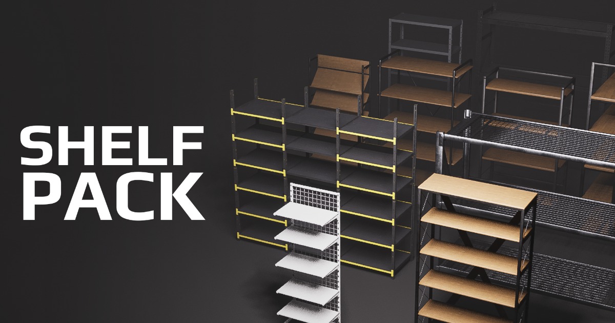 Shelf Pack - Industrial & Wood Shelving | 3D Props | Unity Asset Store