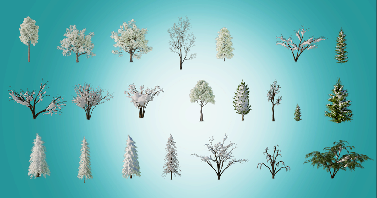 23 Loop Animated 2d Winter Trees | 2D Environments | Unity Asset Store