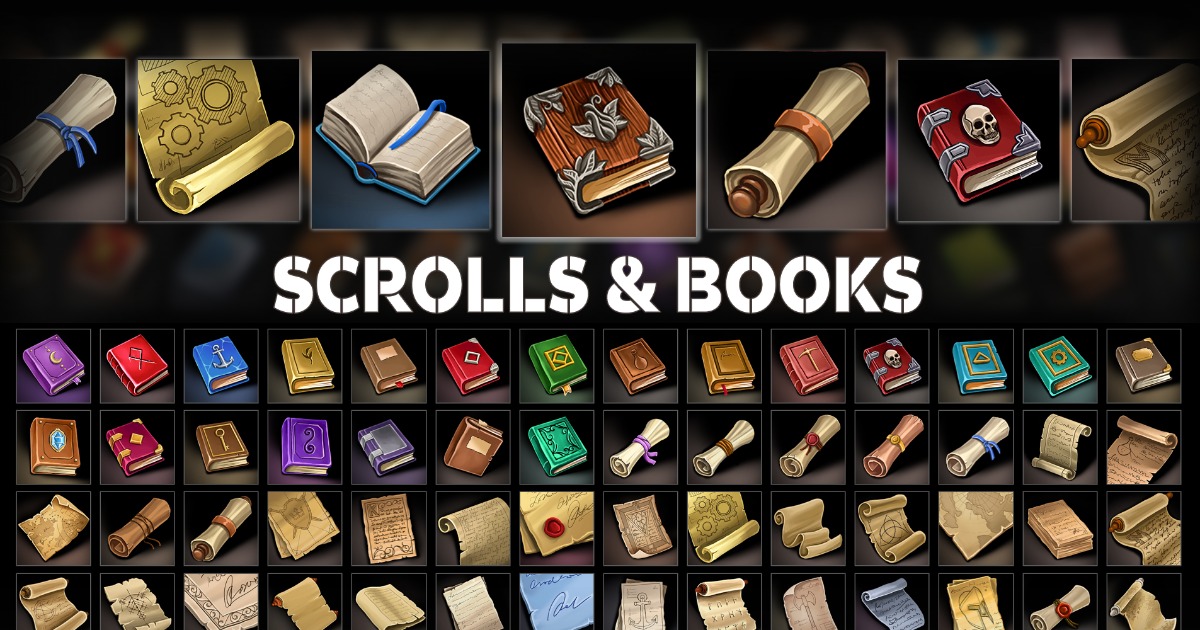Scrolls and Books - Icons | 2D Icons | Unity Asset Store