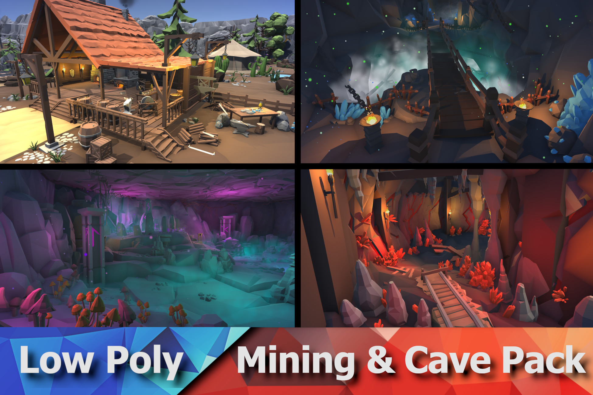Ultimate Low Poly Mining, Cave & Blacksmith Pack - Ores, Gems, Props, Tools | 3D 小道具 | Unity ...