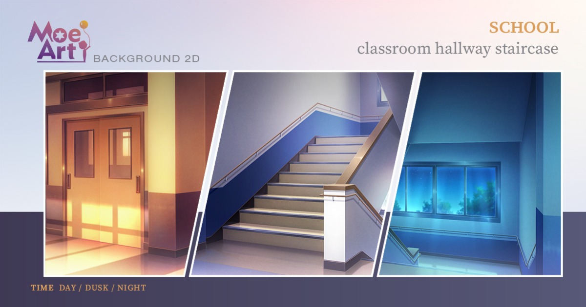 Moeart BG Vol.3 (School Staircase) | 2D Environments | Unity Asset Store