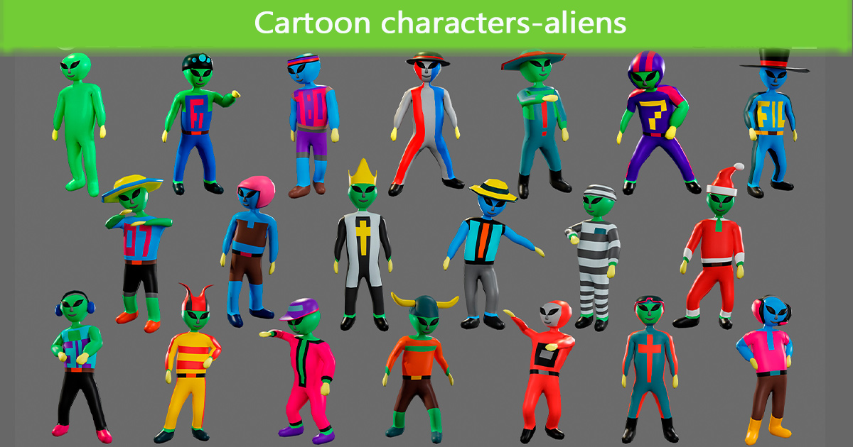 Cartoon characters-aliens | Characters | Unity Asset Store
