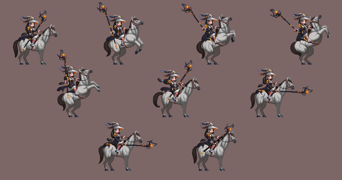 2D Pixel Character - Wizard on Horseback | 2D Characters | Unity Asset ...