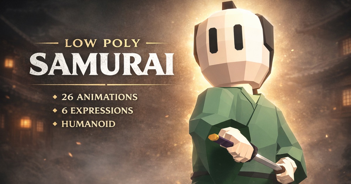 Low Poly Samurai | Humanoid Character with 26 Animations | 3D Humanoids ...