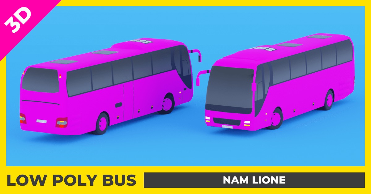 Low Poly Bus - Nam Lione | 3D Land | Unity Asset Store