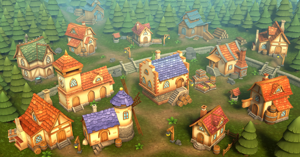 Lowpoly Township Set | 3D Fantasy | Unity Asset Store