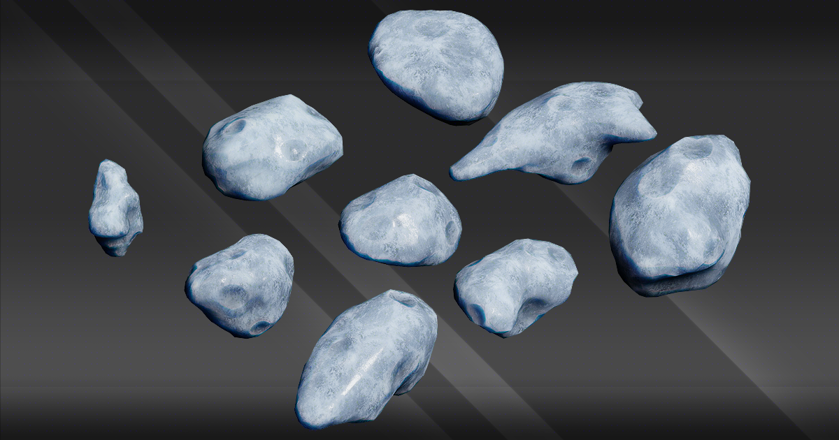 Lowpoly Ice Asteroids | 3D Sci-Fi | Unity Asset Store