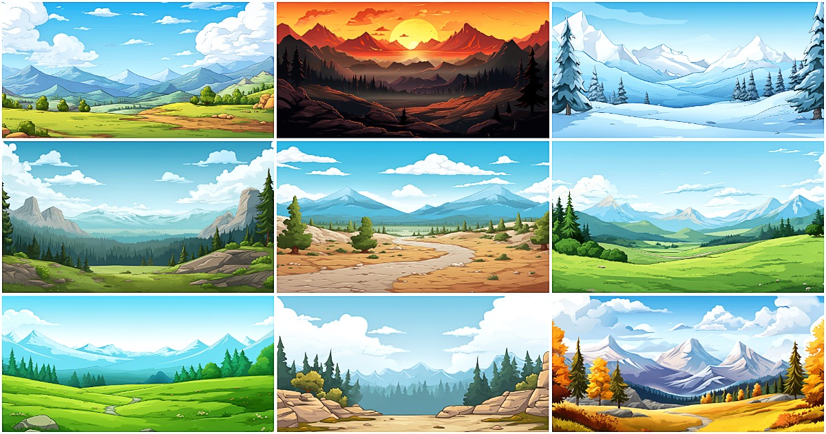 BACKGROUND - Cartoon Mountain 1 | 2D Environments | Unity Asset Store