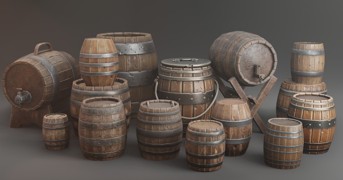 Barrel PACK Low poly High Quality PBR | 3D 소품 | Unity Asset Store
