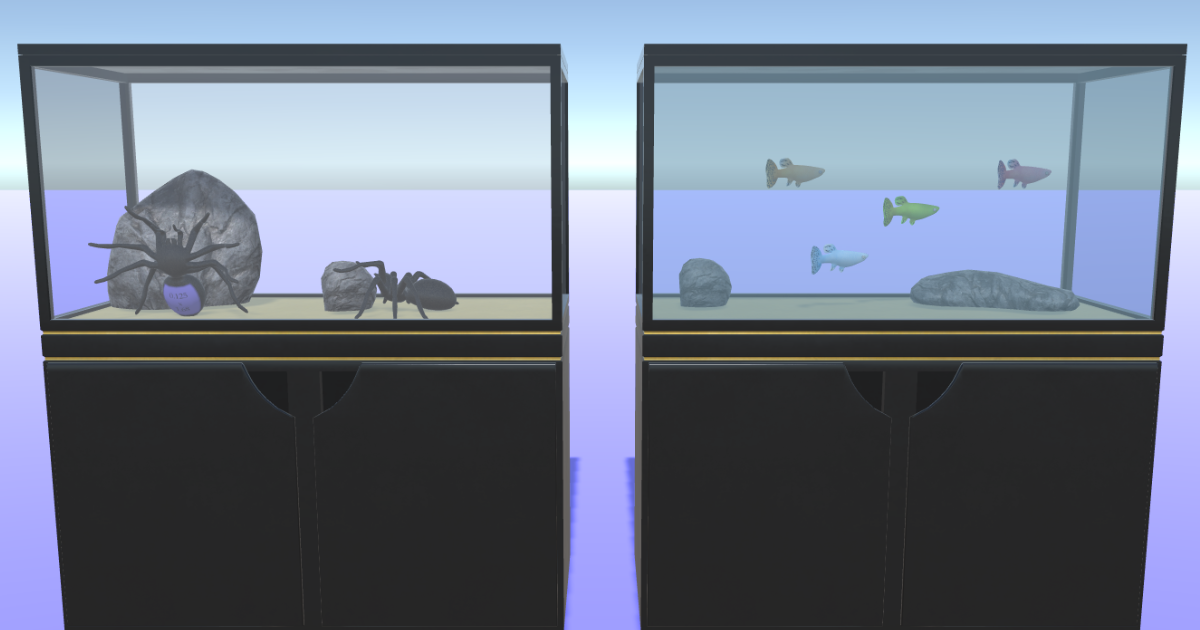 Aquarium with fish and spider | 3D Furniture | Unity Asset Store