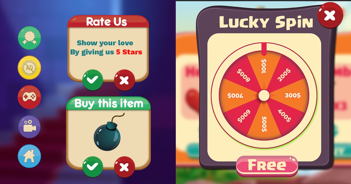 Combo of Awesome Game UI Pack, Button Pack and Icon pack 14 and 16 | 2D ...