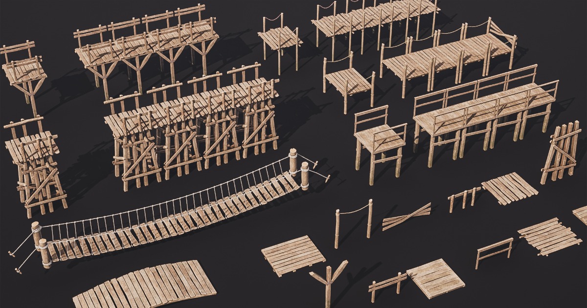 Wooden Dock & Bridges | 3D Props | Unity Asset Store