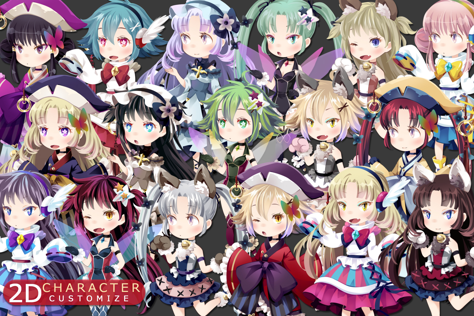 Customize Girl_ Type 1_R1 | 2D Characters | Unity Asset Store