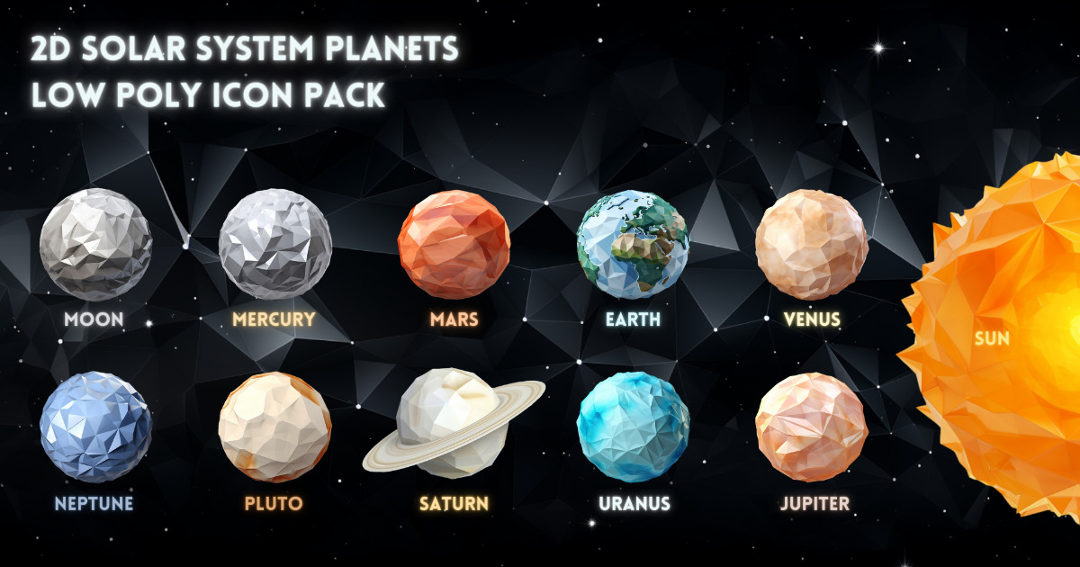 2D Solar System Low Poly Pack | 2D Icons | Unity Asset Store