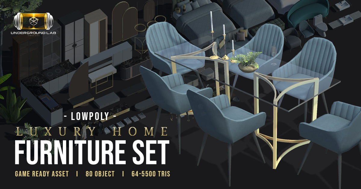 80 Luxury Home Furniture Set | 3D Furniture | Unity Asset Store