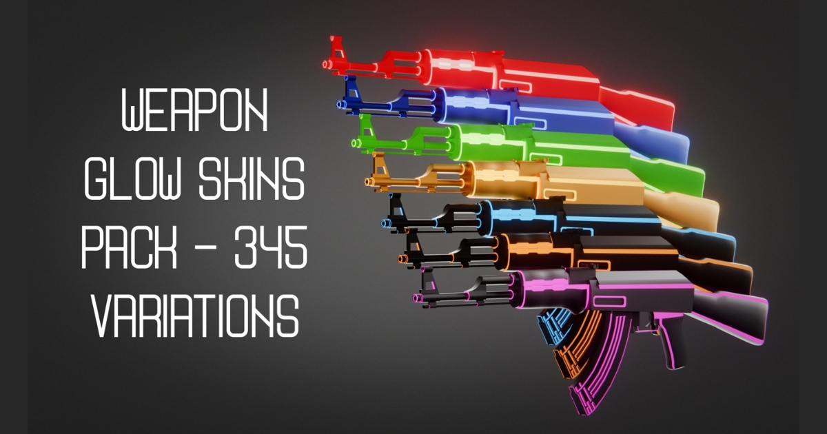 Weapon Sci-fi Glow Skins Pack — 345 Variations | 3D Guns | Unity Asset ...