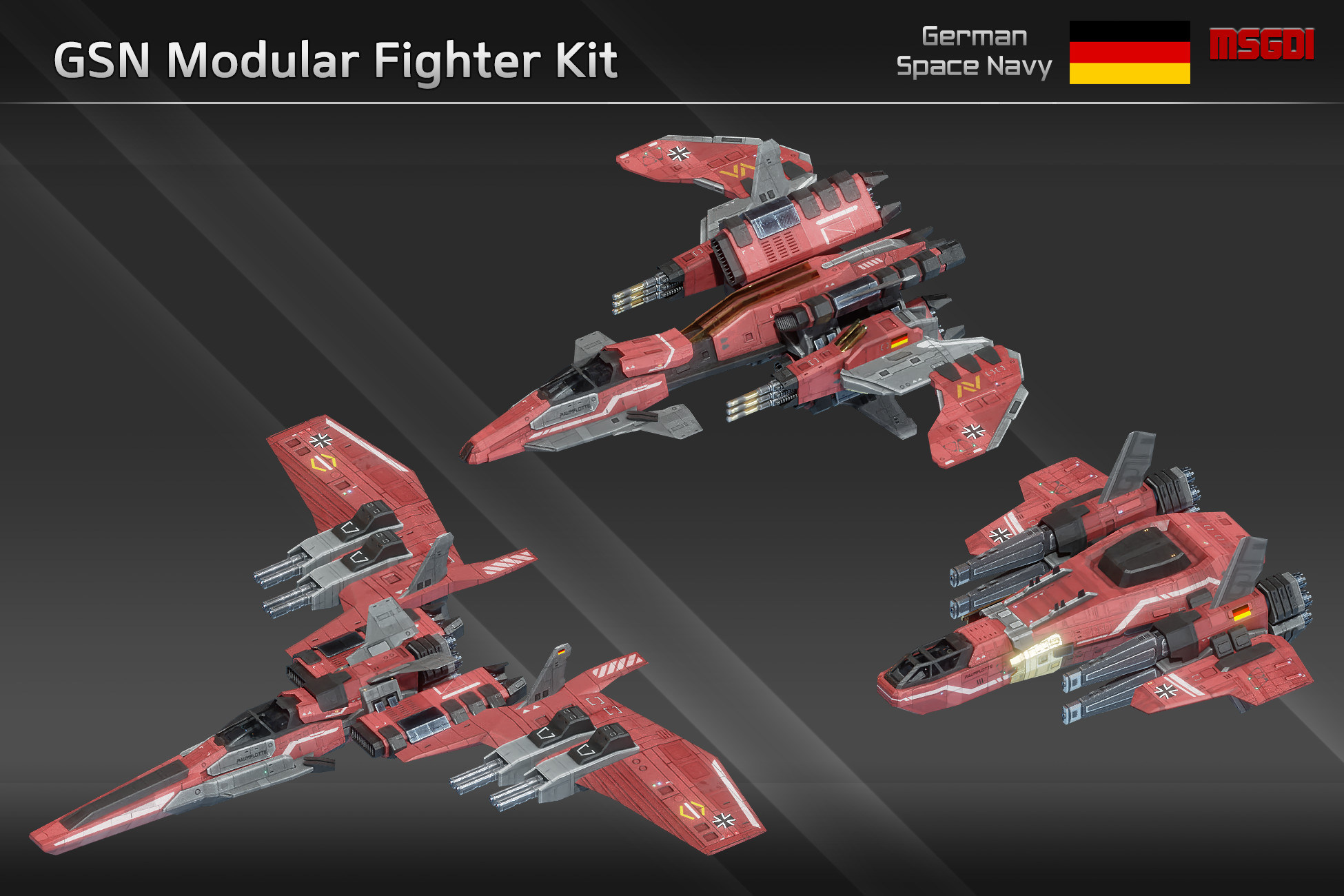 Spaceship GSN Modular Fighter Kit | 3D Space | Unity Asset Store