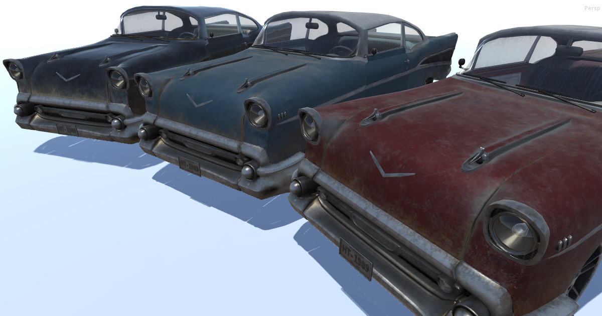 HQ Interactive classic car 1955, PBR, 3 styles. | 3D Vehicles | Unity ...